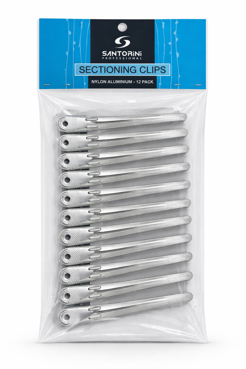 Santorini Nylon Aluminium Sectioning Clips 12pk Silver – Beautopia Hair ...
